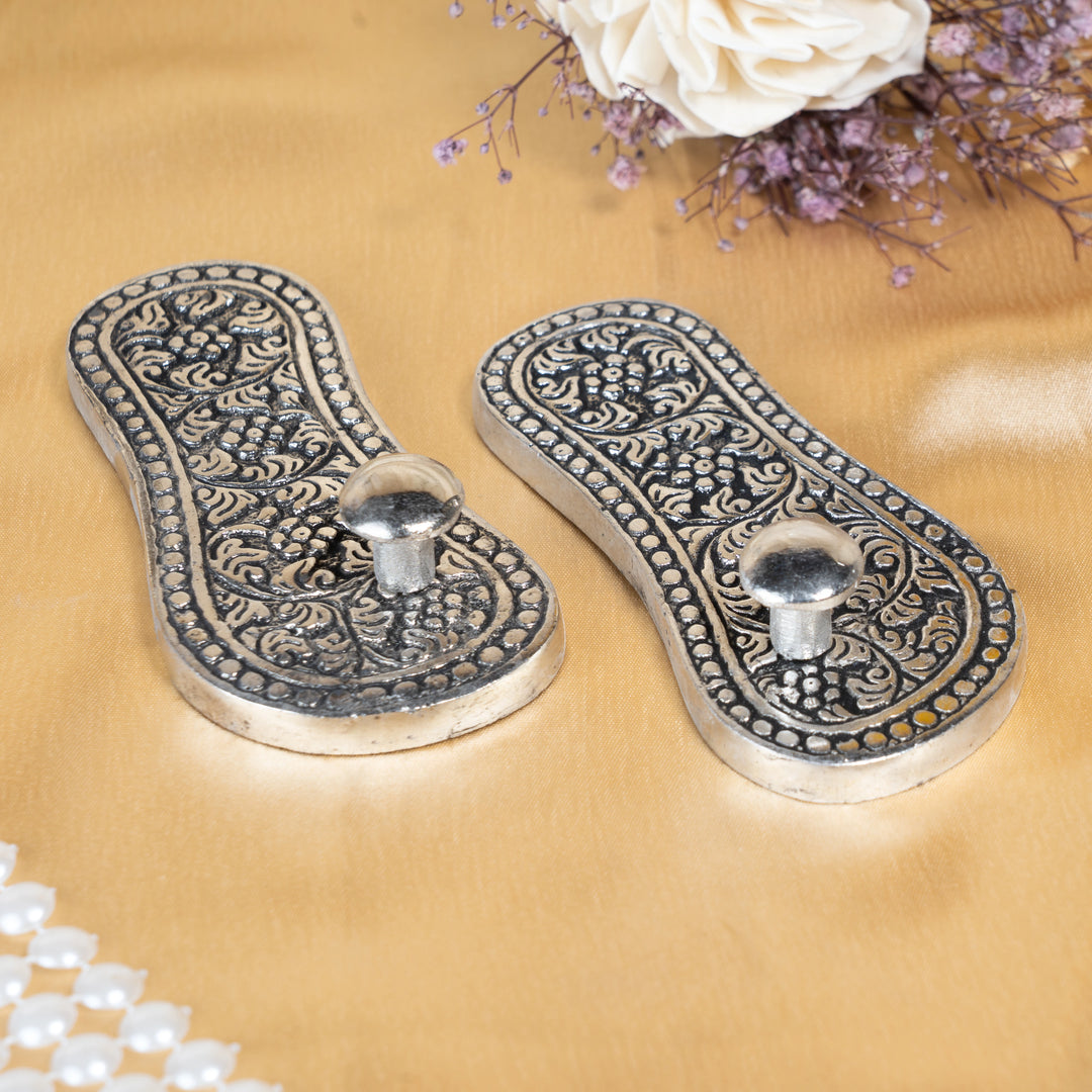 Divine Blessings German Silver Sacred Charan Paduka Set | The Zappy Box