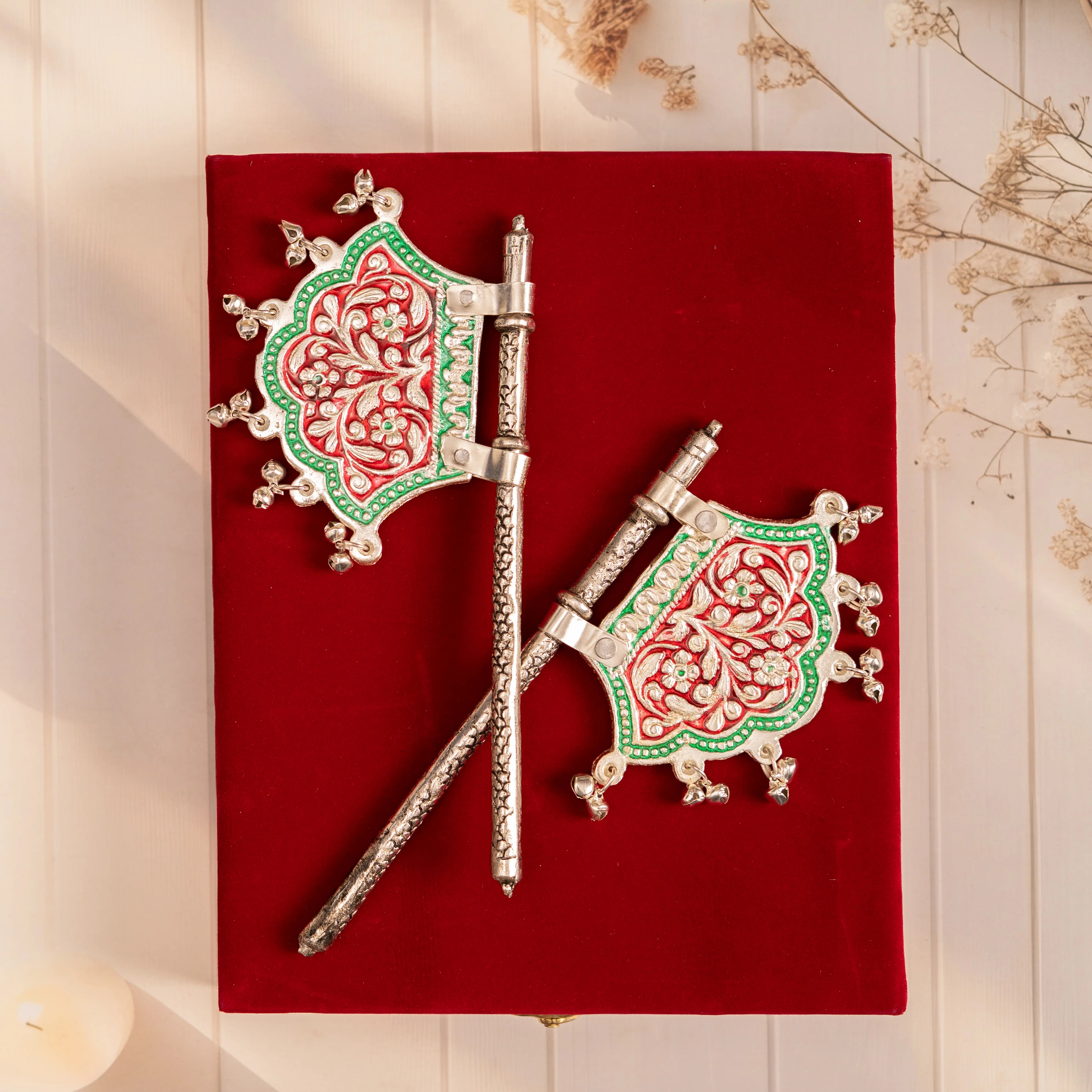 Order German Silver Menakari Pankhi Hand Fan Set I The Zappy Box