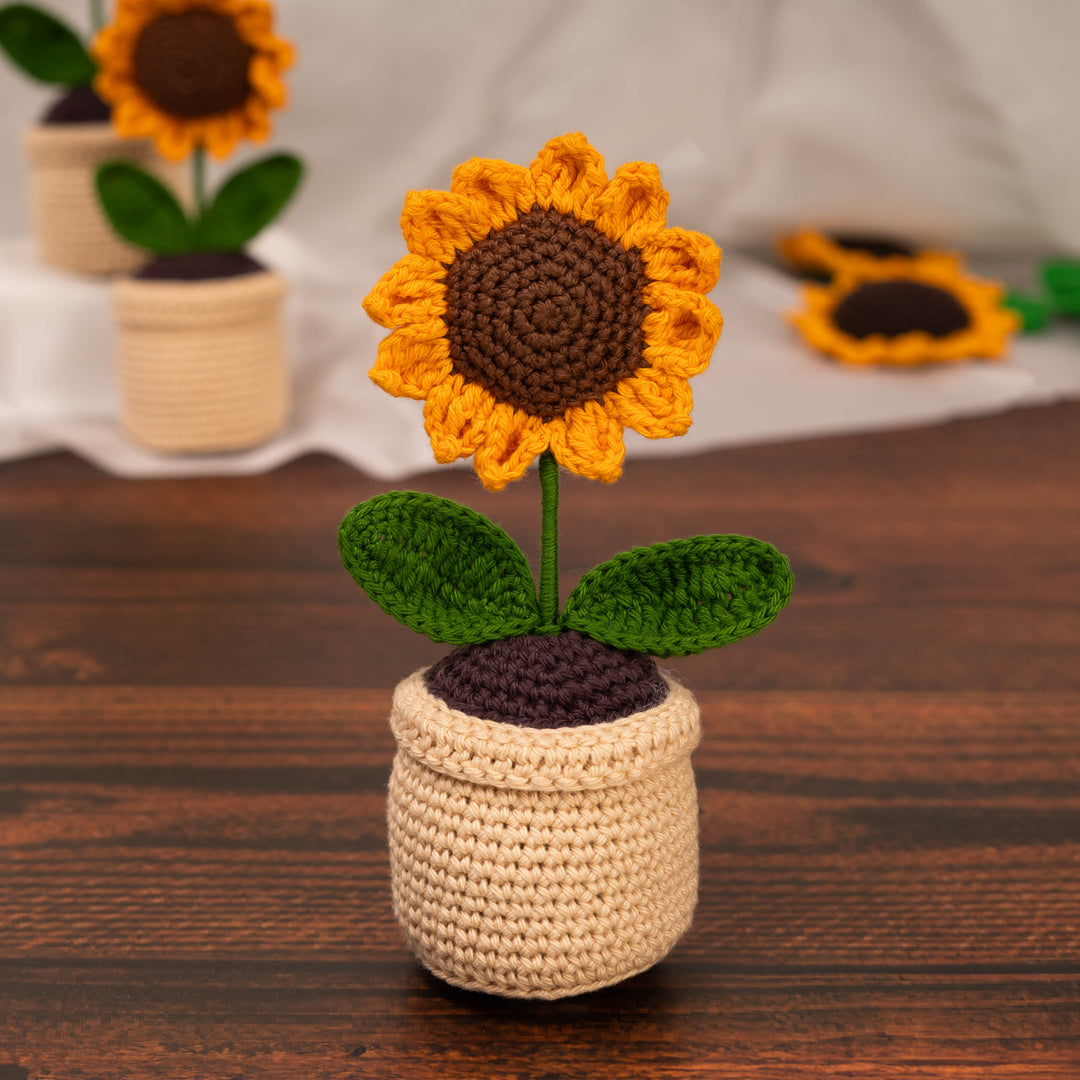 Crochet Sunflower Pot - Best Crochet Gift Online – The Zappy Box