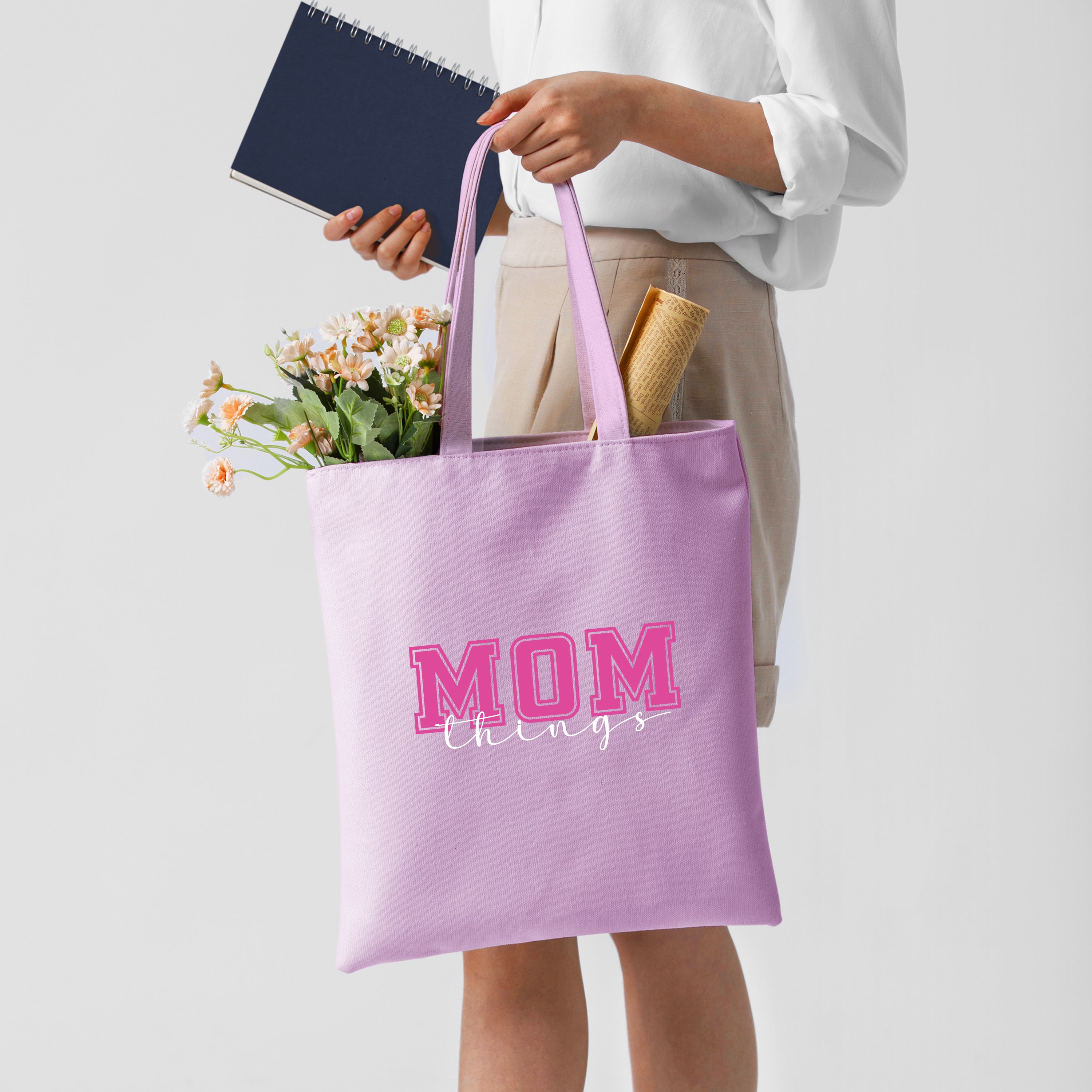 Mom Things Tote Bag - Spacious Lavender Cotton Canvas | The Zappy Box
