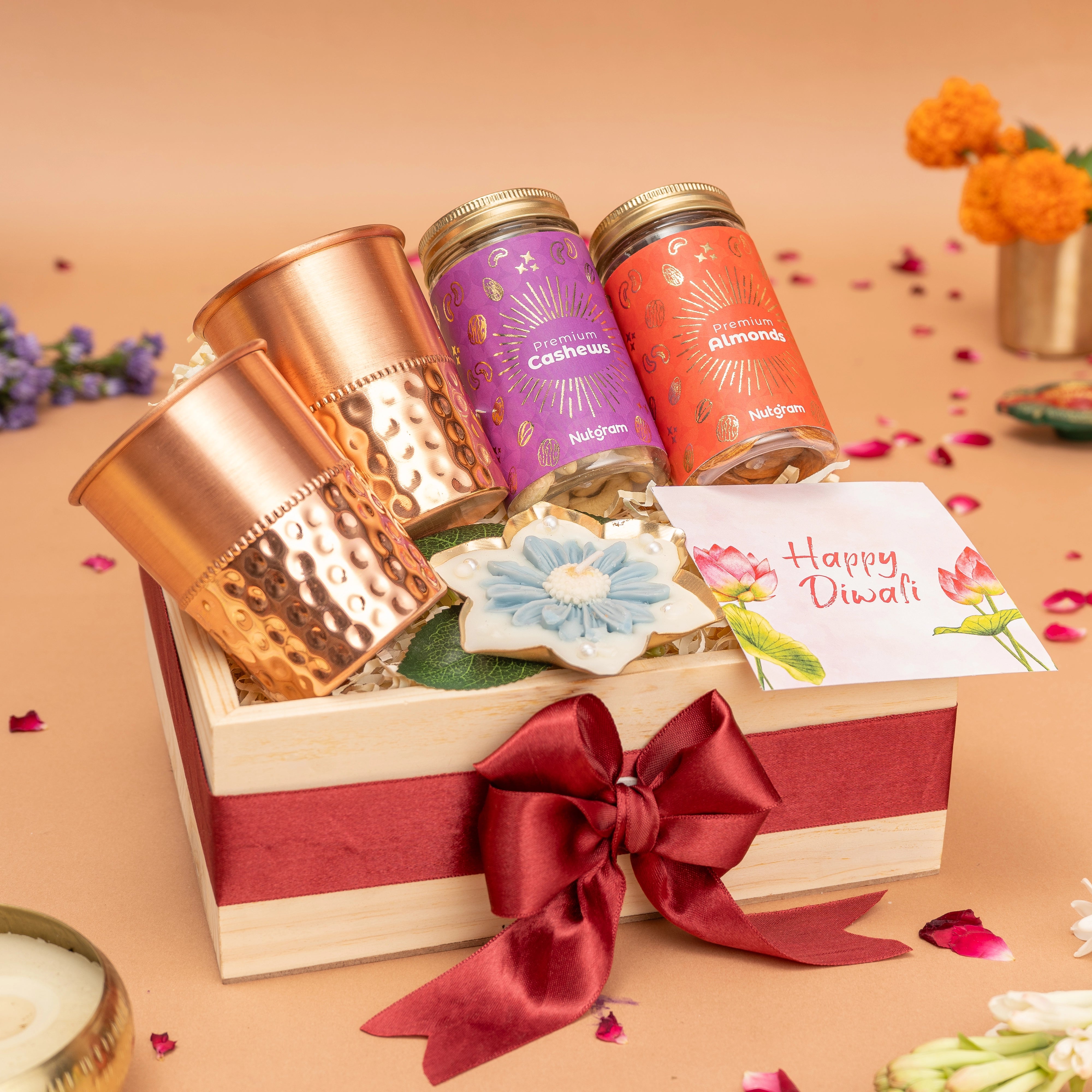 Buy Nutty Copper Hamper - Copper Glasses & Premium Nut Jars | The Zappy Box