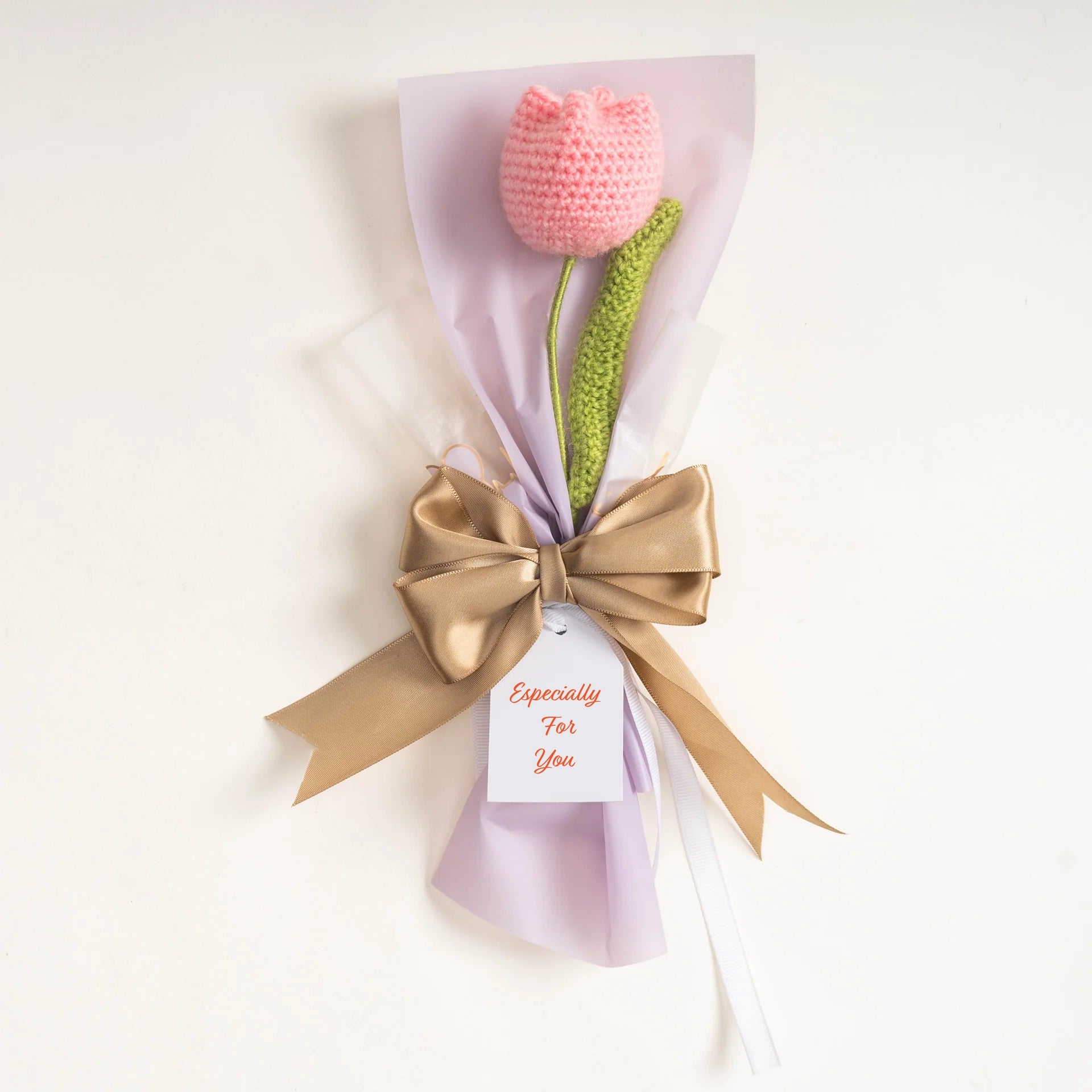 Single Tulip Crochet Bouquet - Knitted Flower Guldasta | The Zappy Box