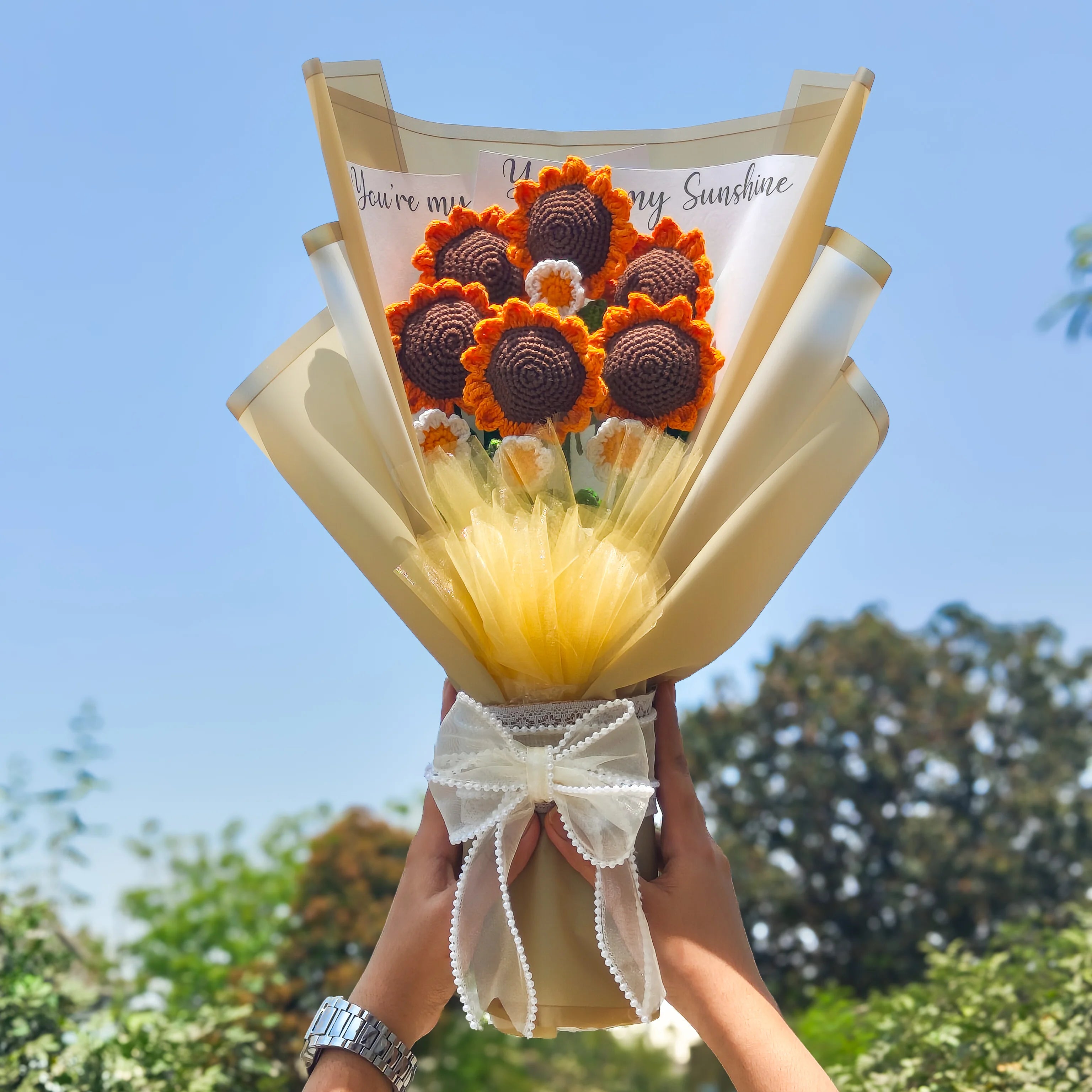 Crochet Sunflower Bouquet - Guldasta Flower Gift | The Zappy Box